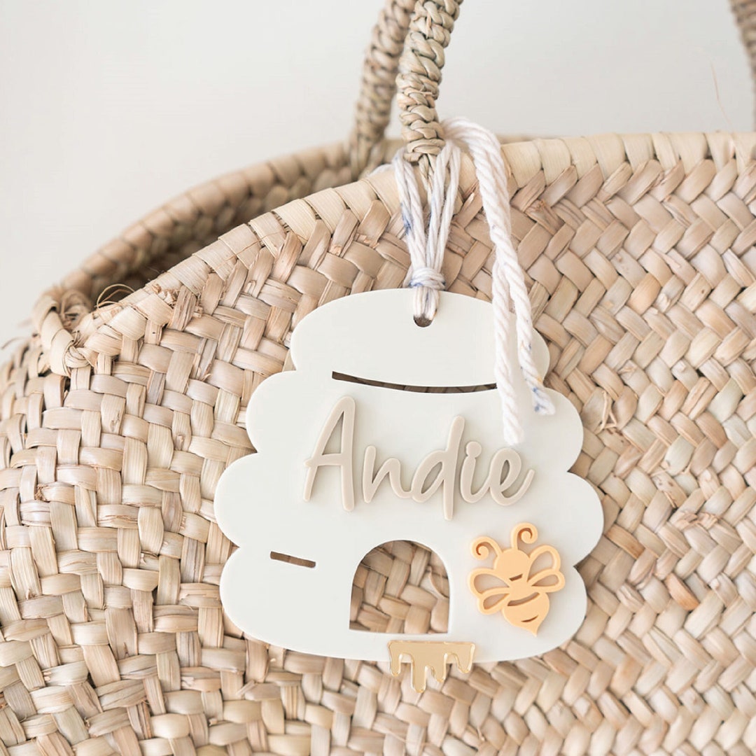 Beehive Tag Bee Tag Kids Name Tag Gift Tag Basket Tag Personalized Tag ...