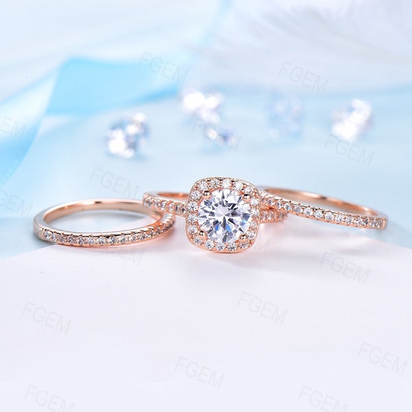 Rose Gold Engagement Ring Set - Etsy