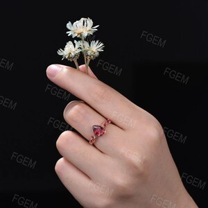 Twist Leaf Red Ruby Ring 1.25ct Pear Ruby Gemstone Jewelry 10K Rose ...