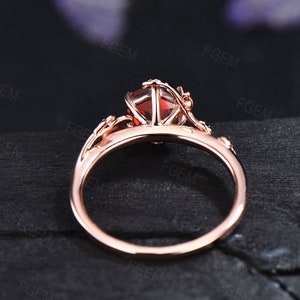 1ct Hexagon Cut Ruby Gemstone Jewelry 10K/14K/18K Rose Gold Twig Leaf ...