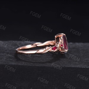 Twist Leaf Red Ruby Ring 1.25ct Pear Ruby Gemstone Jewelry 10K Rose ...