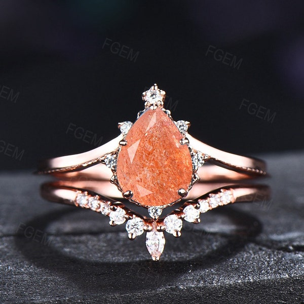 Sunstone Ring Set - Etsy