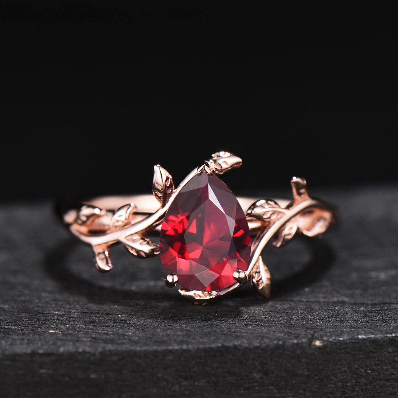 1.25ct Pear Shaped Ruby Gemstone Jewelry 14K Yellow Gold Twig - Etsy