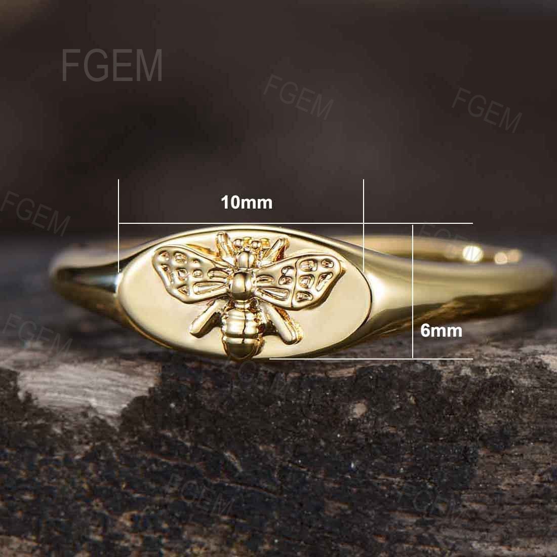 Honey Bee Signet Ring Simple 18K Solid Gold Tiny Bee Ring | Etsy