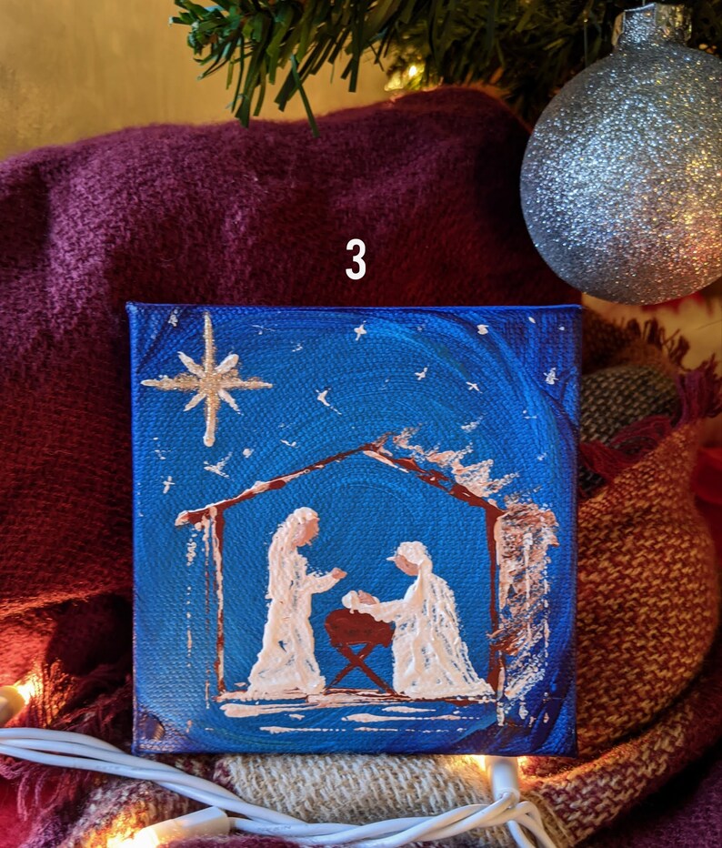 Abstract Nativities - Acrylic on 4x4 Wrapped Canvas - Etsy