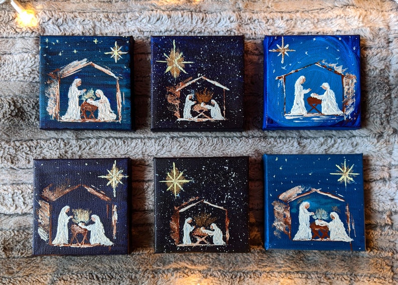 Abstract Nativities - Acrylic on 4x4 Wrapped Canvas - Etsy
