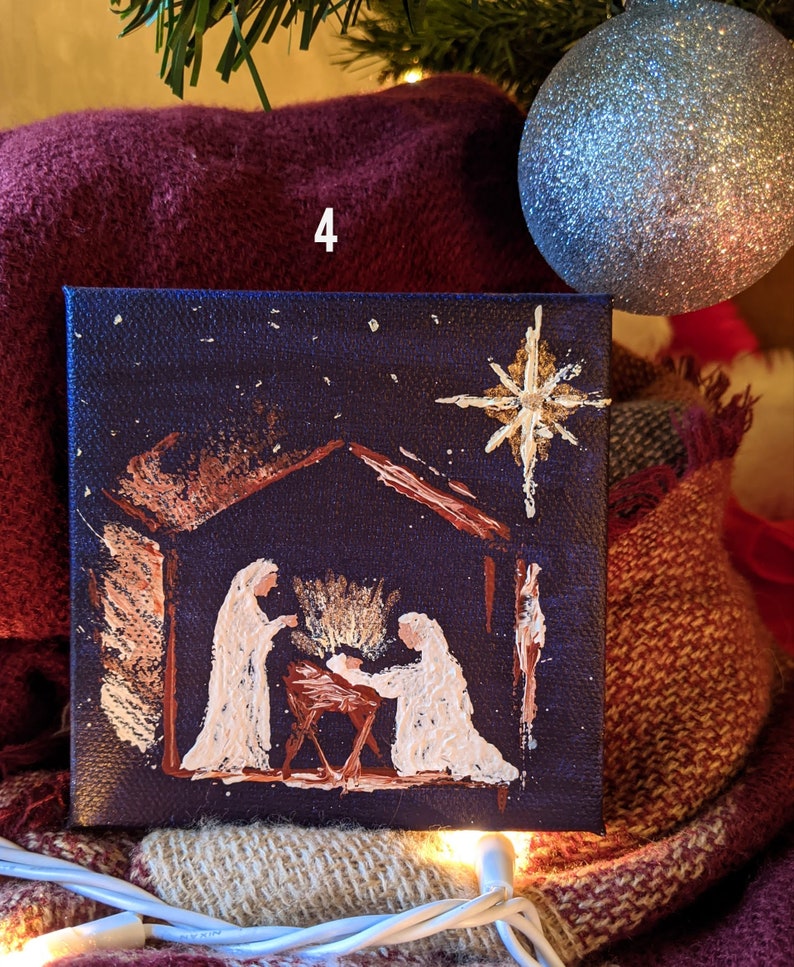 Abstract Nativities - Acrylic on 4x4 Wrapped Canvas - Etsy