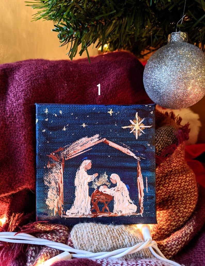 Abstract Nativities - Acrylic on 4x4 Wrapped Canvas - Etsy
