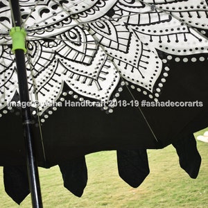 Indian Black Ombre Mandala Garden Umbrella Hippie Bohemian Large Patio ...