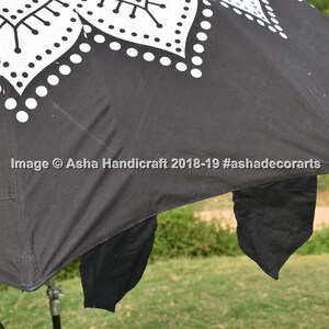 Indian Black Ombre Mandala Garden Umbrella Hippie Bohemian Large Patio ...