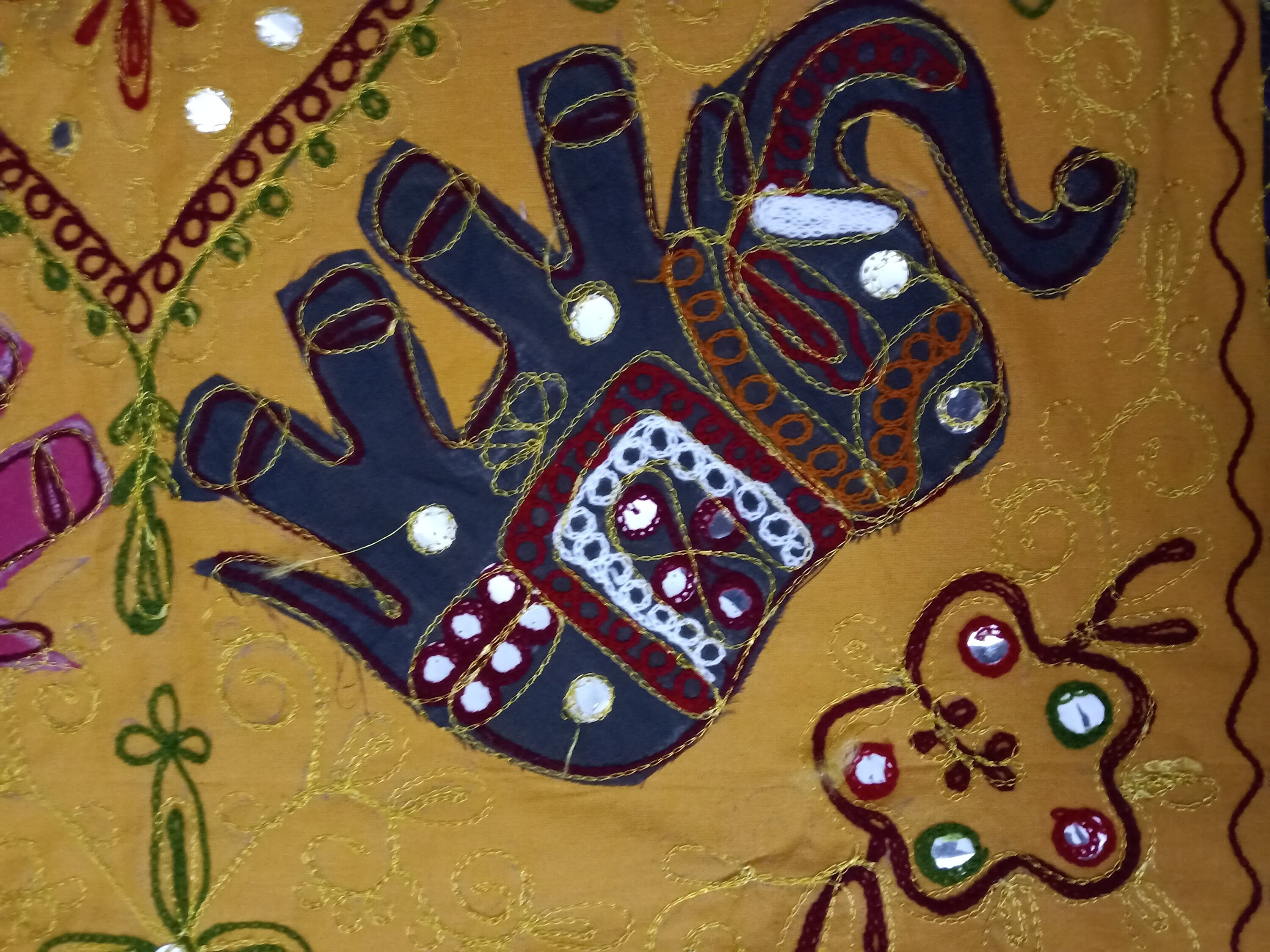 Indian Mustard Zari Elephant Mandala Wall Hanging Tapestry | Etsy