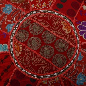 Beautiful Indian Pouf in Red Stool Vintage Patchwork Living - Etsy