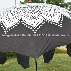 Indian Black Ombre Mandala Garden Umbrella Hippie Bohemian Large Patio ...