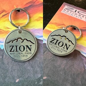 Zion National Park Great White Throne Coin Token Zipper Pull Keychain ...