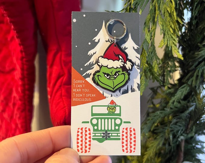 The Grinch Face Keychain - Etsy