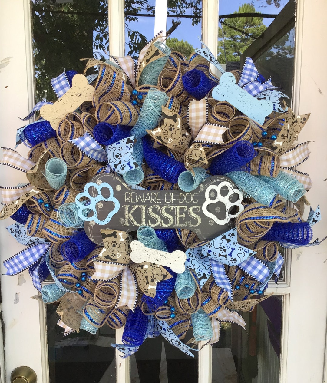Cute Deco Mesh Dog Kisses Wreath - Etsy