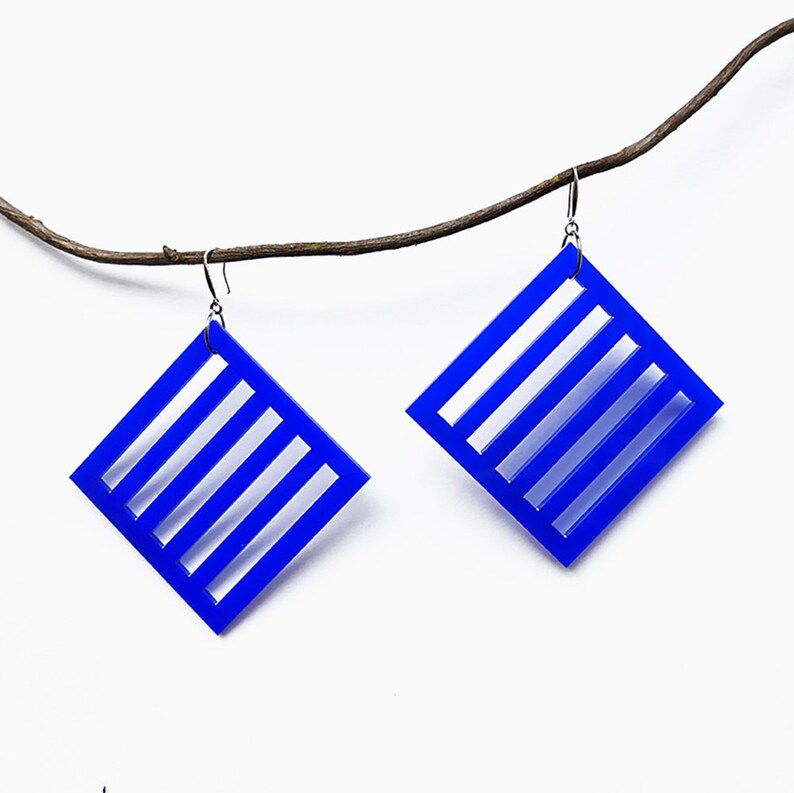 Acrylic Square Grid Earrings / Statement Geometric Laser Cut Earrings ...
