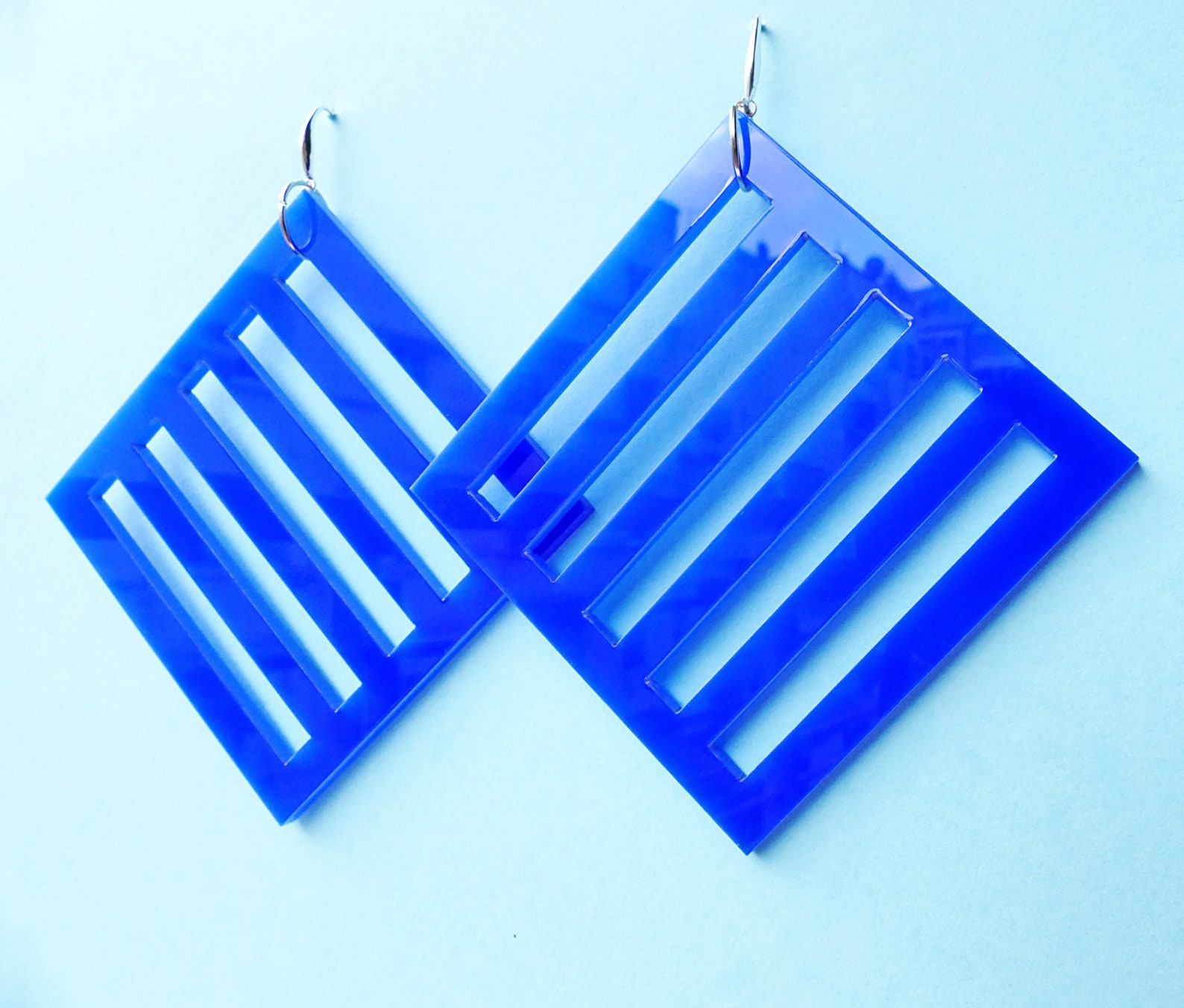 Acrylic Square Grid Earrings / Statement Geometric Laser Cut | Etsy