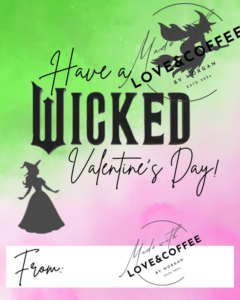 Wicked Valentines Day, Printable Valentine Cards, Elphaba & Glinda ...