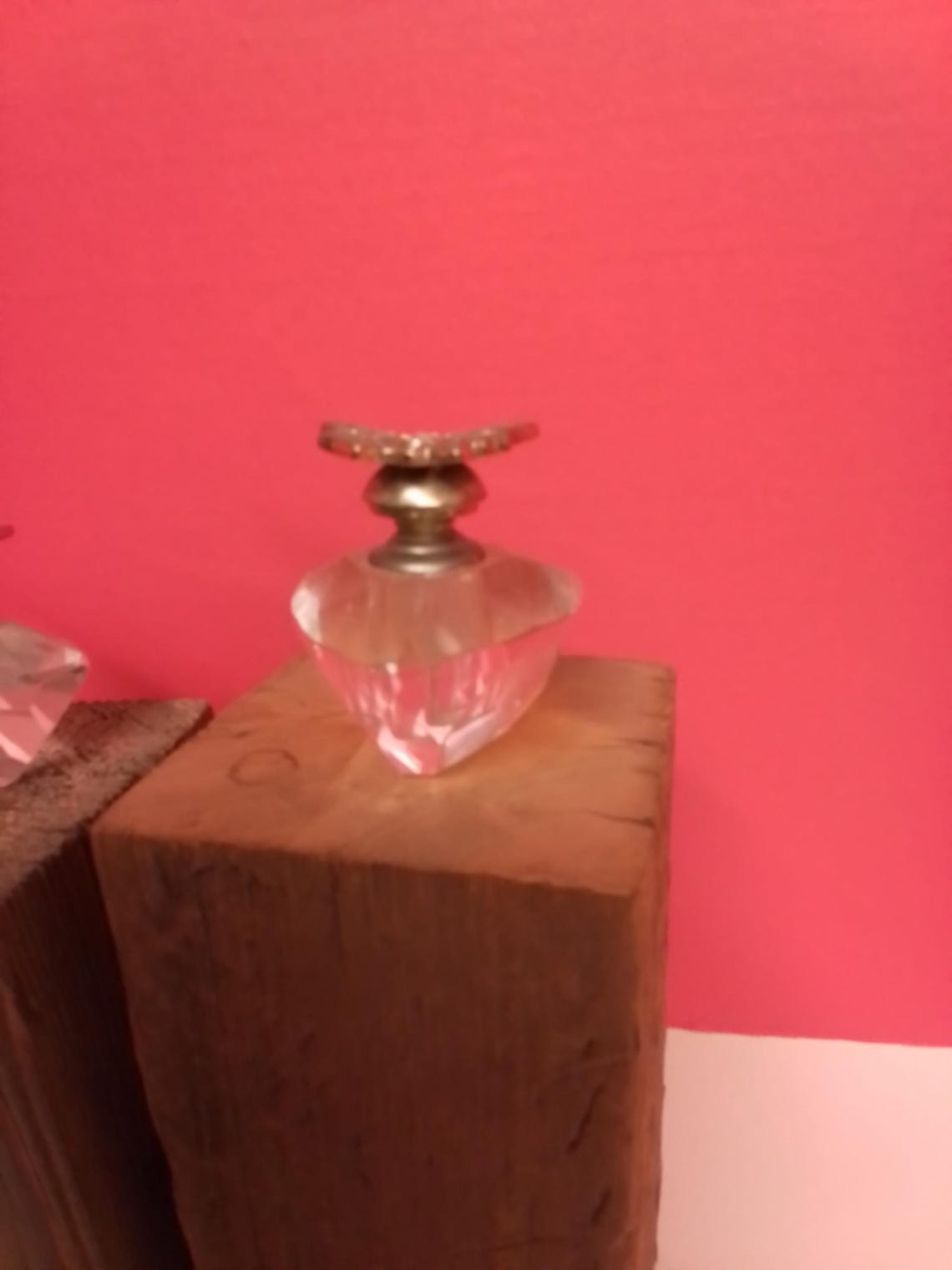 Perfume Beveled Cut Glass Triangle Shape Bottle Butterfly Top - Etsy