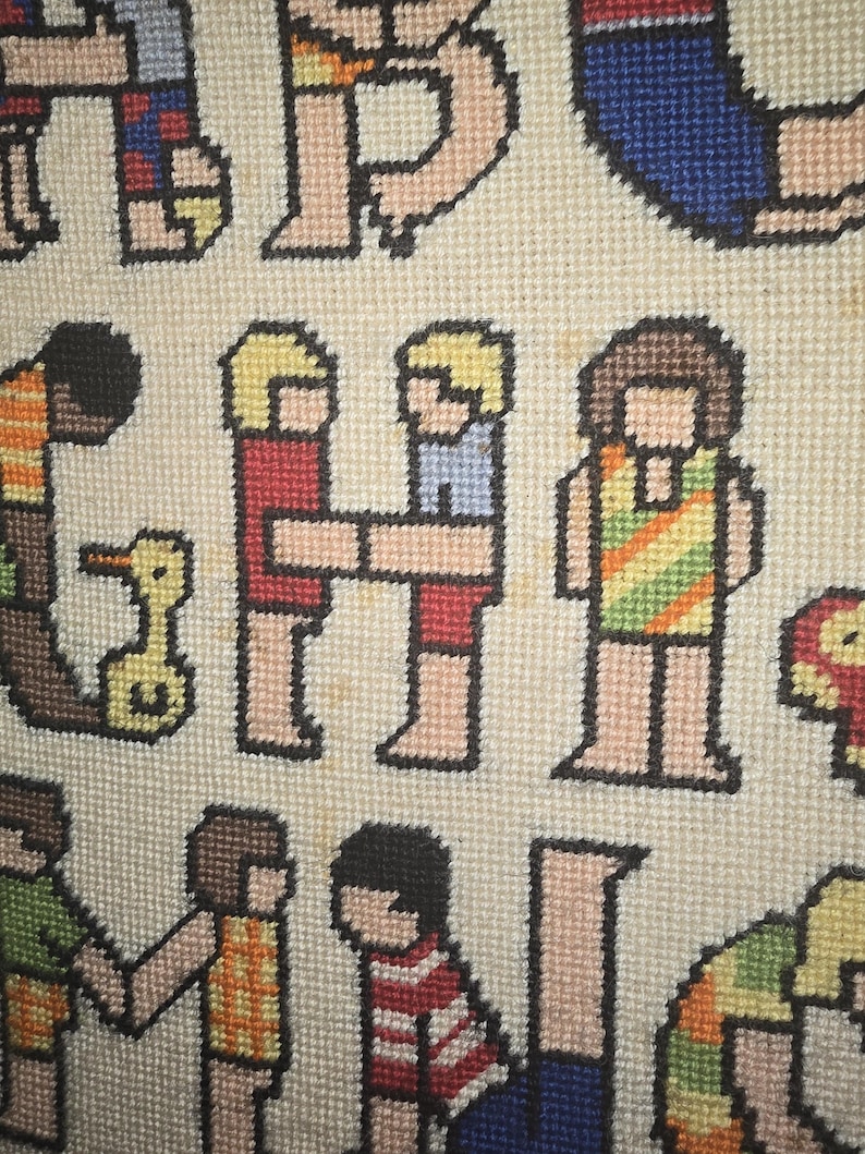 Vintage Needlepoint Children Alphabet - Etsy