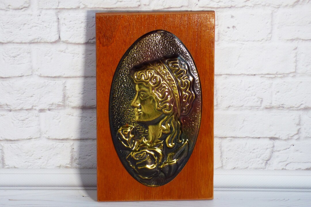 Vintage Embossed Brass Wall Panel Portrait of a Girl Soviet - Etsy