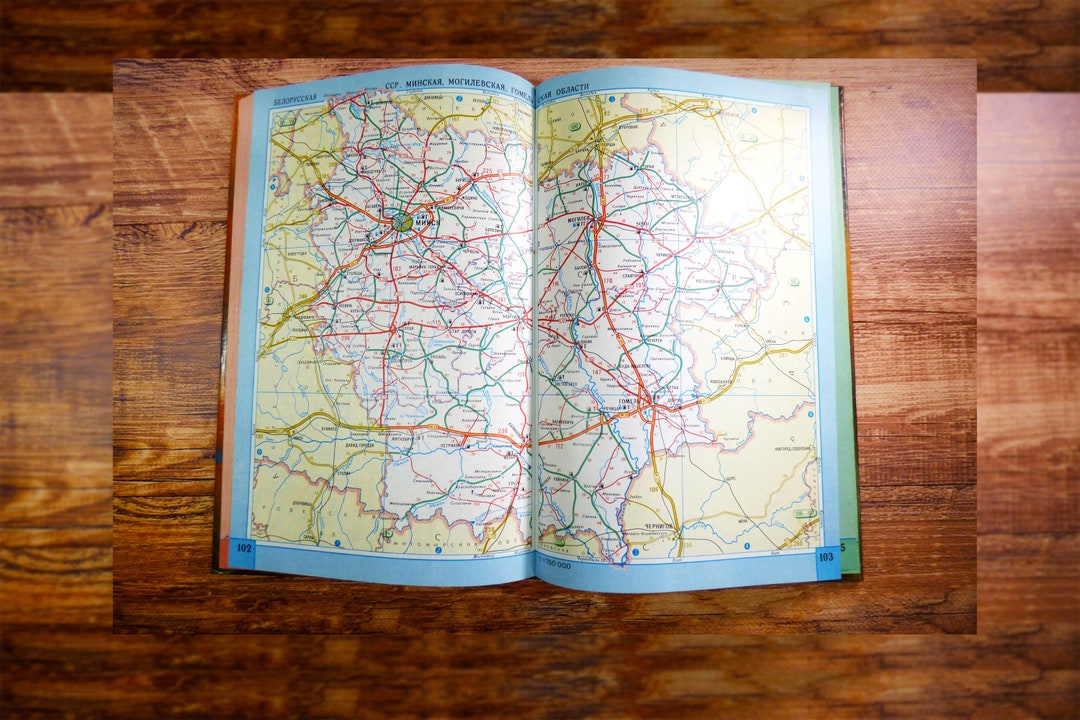 Orange Road Atlas USSR Road Atlas Old Road Maps Soviet Road Atlas Book ...