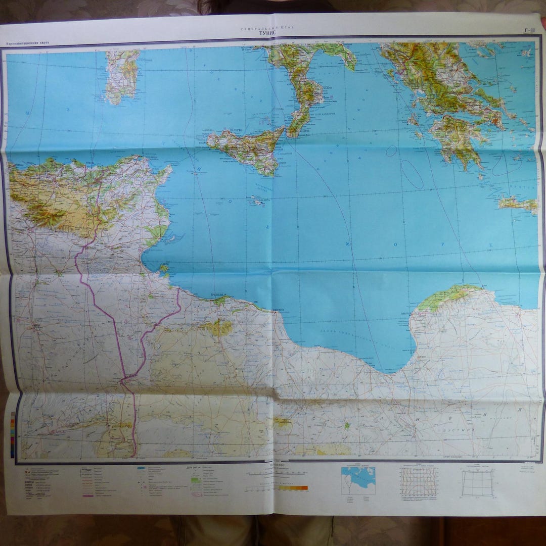 Map Wall Decor of USSR Vintage Map of Libya, Algeria, Tunisia Soviet ...
