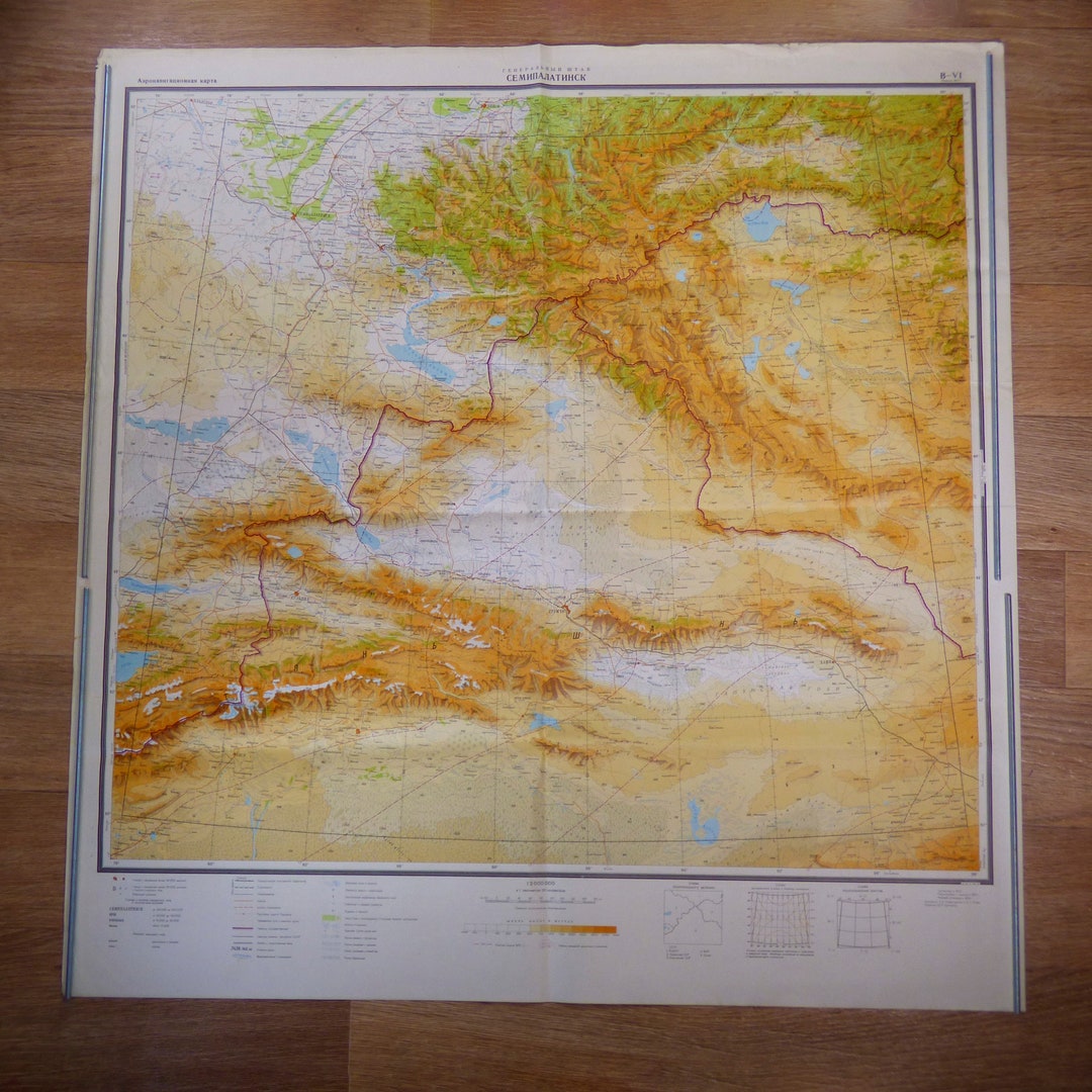 Soviet Military Gift Vintage Map of Russia SSR, China, Kazakh SSR ...
