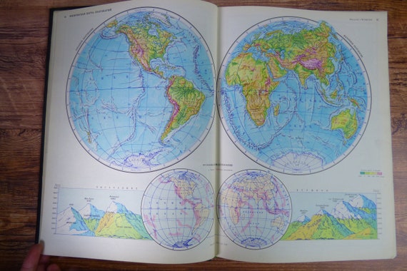 Large World Atlas Book Vintage World Maps World Map Book in | Etsy