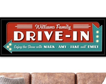 Movie Drive-in Theater Wood Sign, Custom City State Location Sign ...