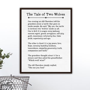 Tale of Two Wolves Art, the Tale of Two Wolves Print - Etsy