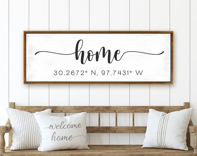 Personalized Home Sweet Home GPS Wood Sign, Custom Address Longitude ...