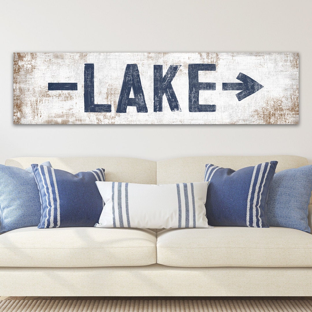 Rustic Lake Arrow Sign Lake House Sign Beach House Decor - Etsy