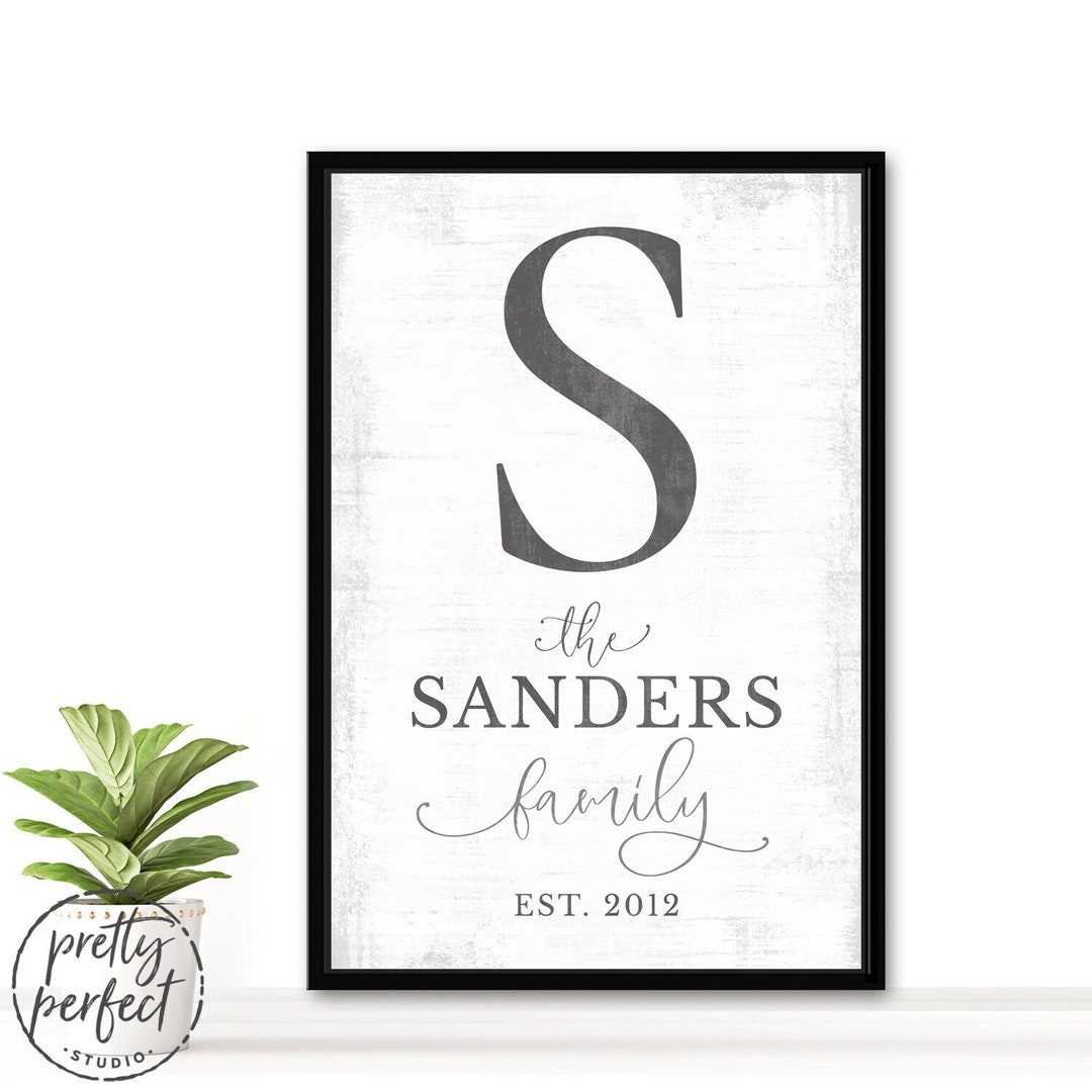 Monogram Initial, Family Last Name Established Sign - Etsy