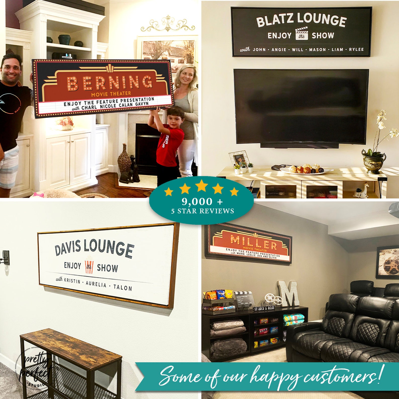 Custom Home Theater Sign | Personalized Movie Room Decor, Movie Theatre ...