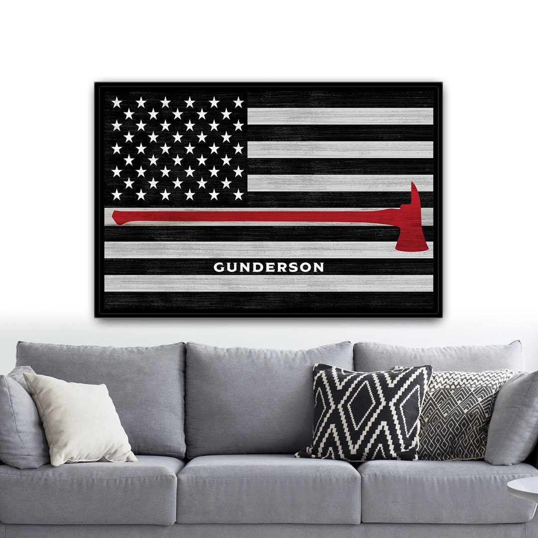 Personalized Firefighter Gift for Him | Fireman Custom Wall Art ...