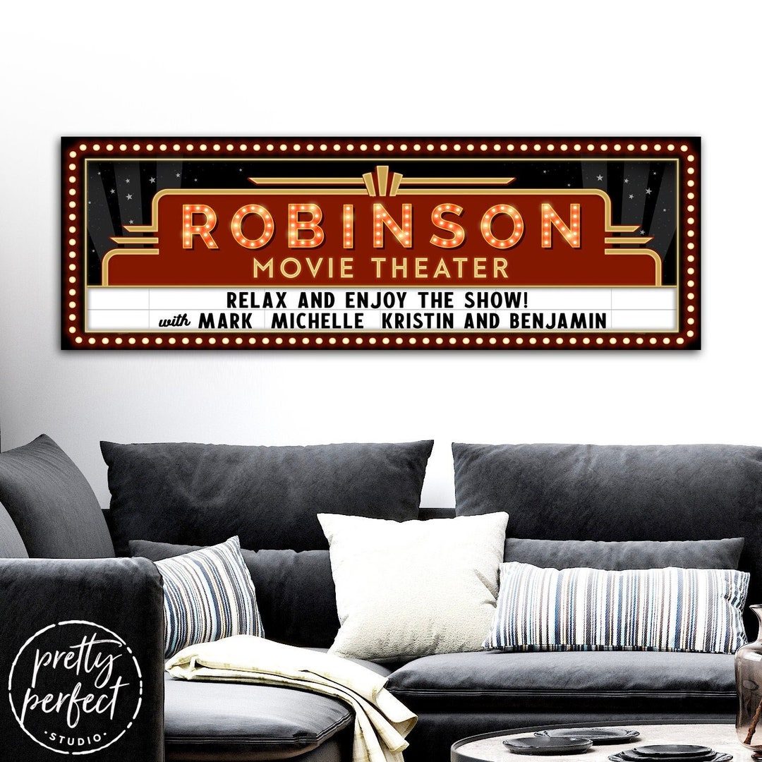 Custom Home Theater Sign, Personalized Movie Marquee Sign, Movie Room ...