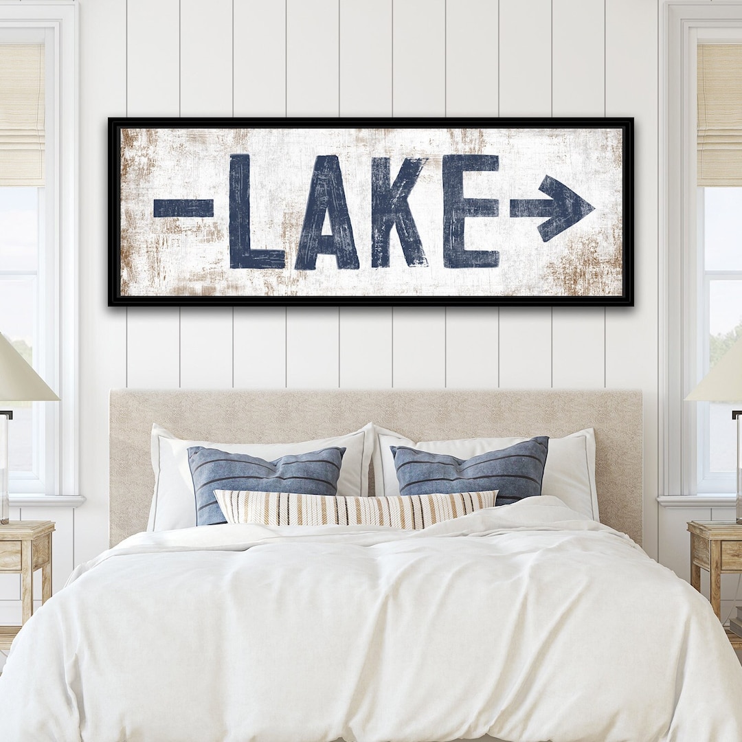 Rustic Lake Arrow Sign Lake House Sign Beach House Decor Rustic Beach ...
