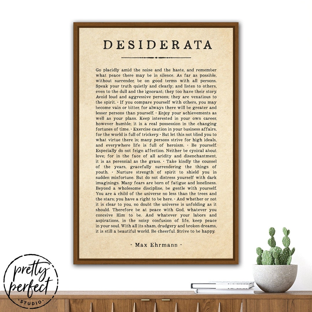 Desiderata Framed Wall Art Desiderata Print Desiderata Poem Max Ehrmann ...