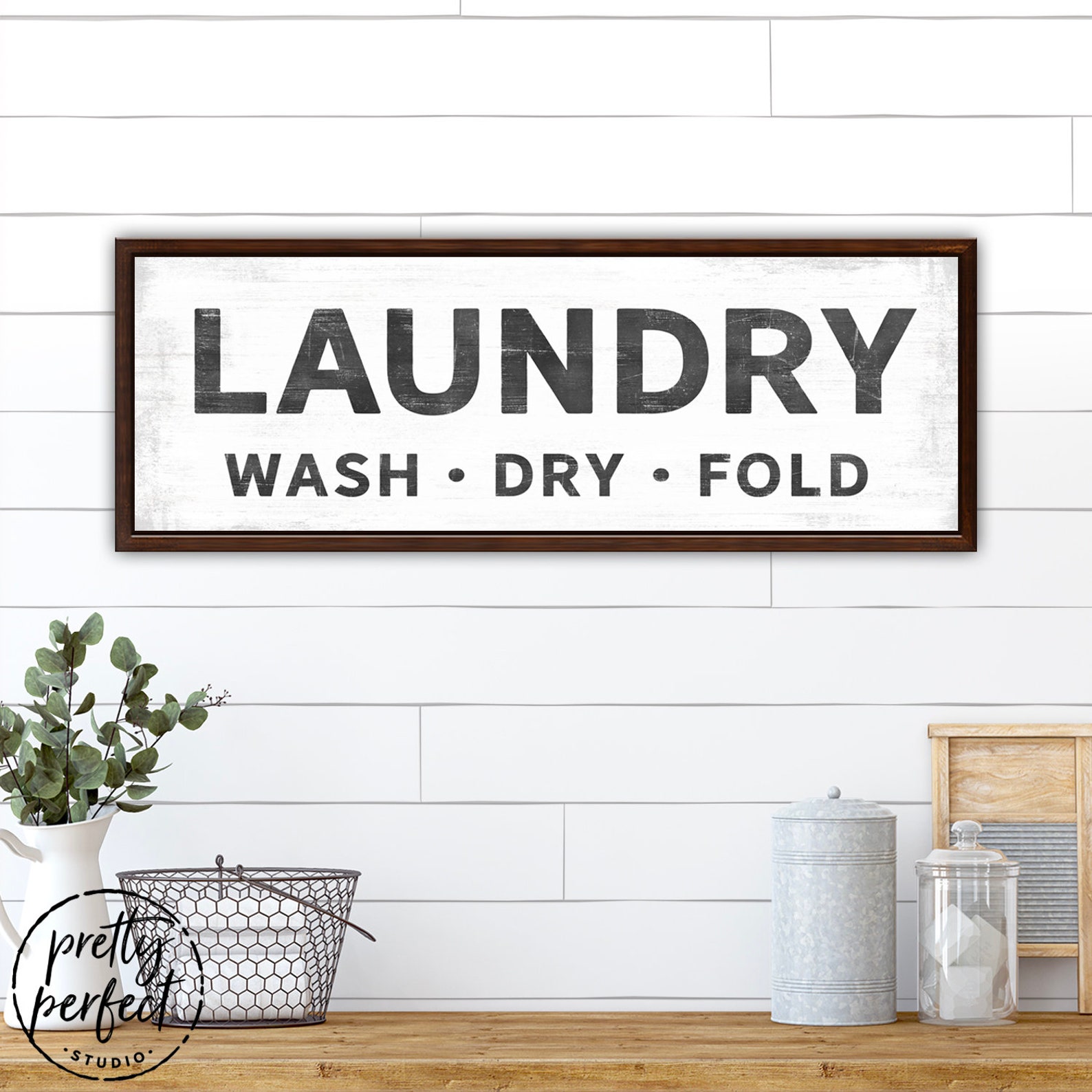 Laundry Room Signs Farmhouse Wash and Dry and Fold Laundry Co Large ...