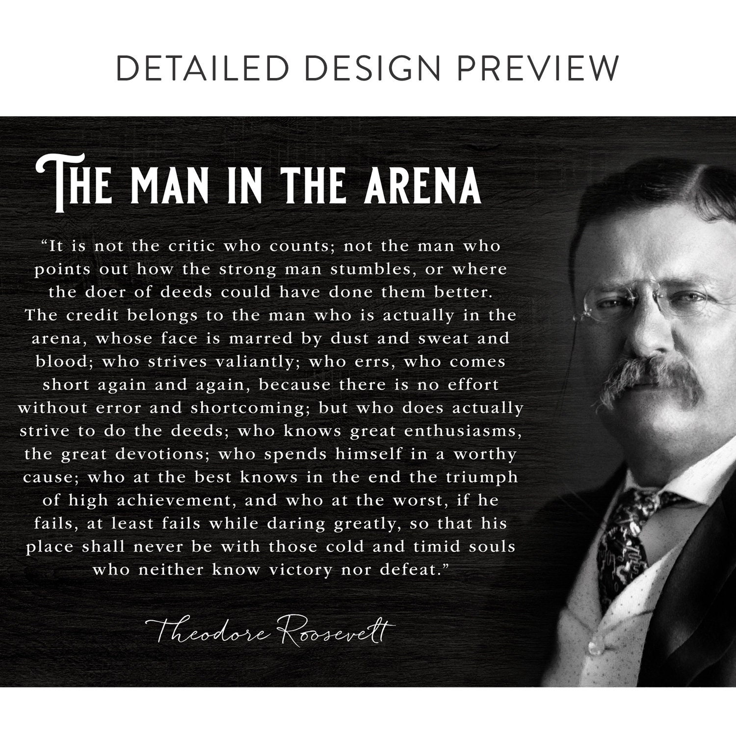 The Man in the Arena Print Theodore Roosevelt Quote Daring - Etsy