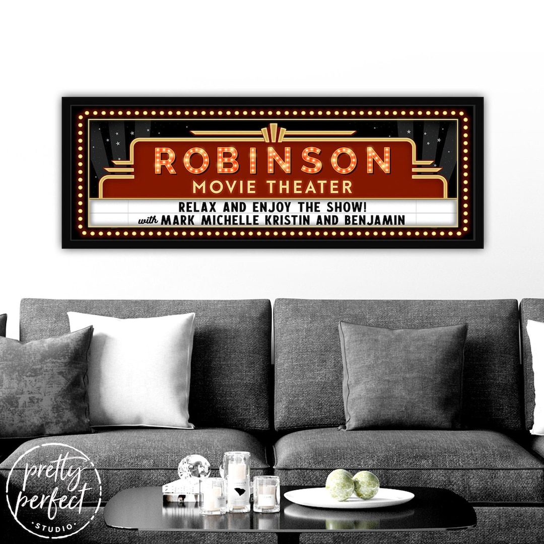 Custom Home Theater Sign | Movie Theater Decor | Personalized Movie ...