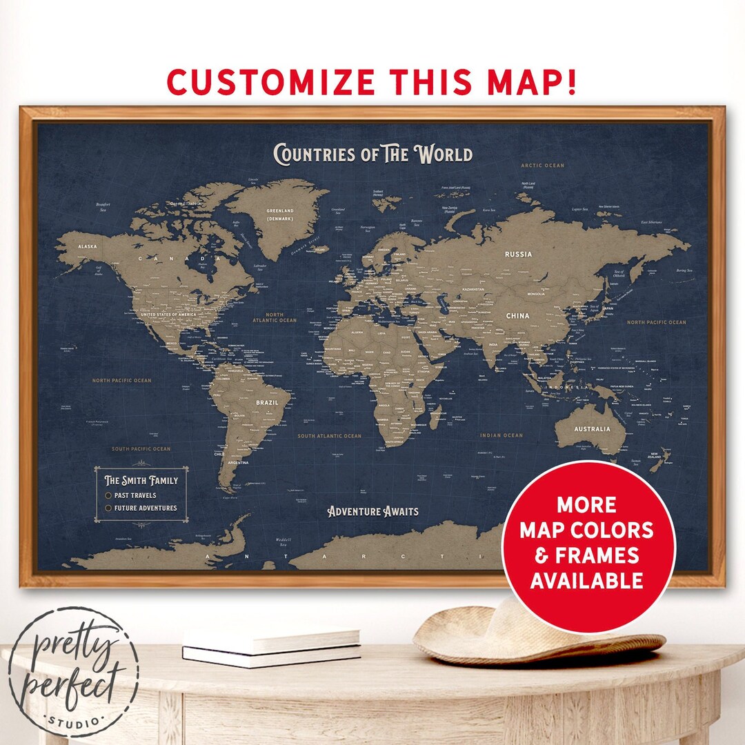 Personalized Travel Map | Custom Couple Travel Map | Family Travel Map ...