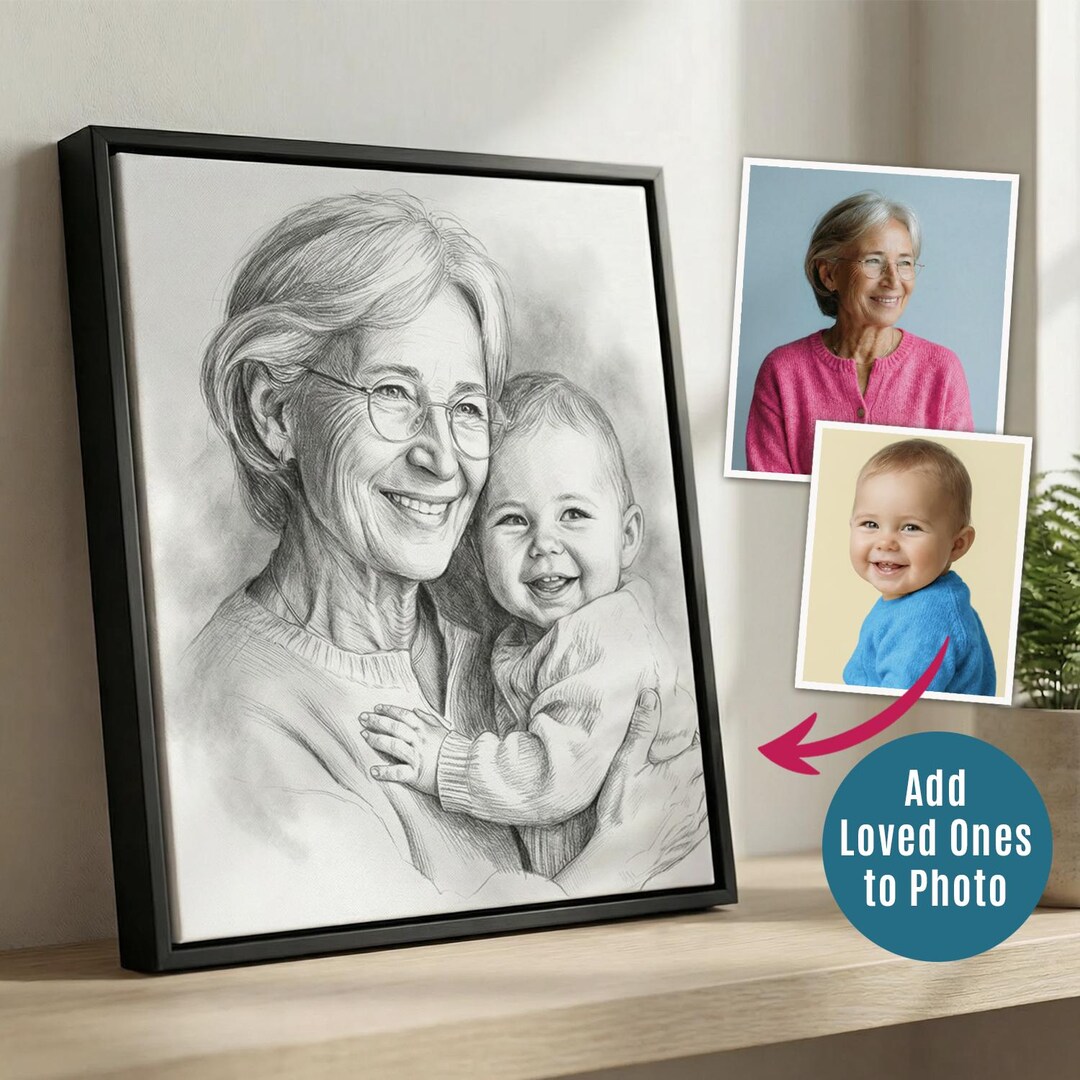 Personalized Memorial Portrait, Add Passed Away Loved Ones Picture ...