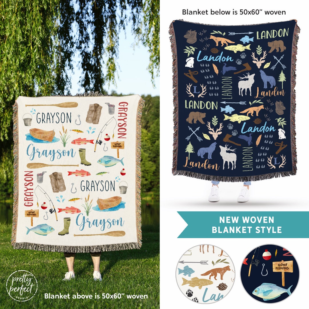 Fishing Baby Blanket Boys, Personalized Toddler Blanket With Name ...