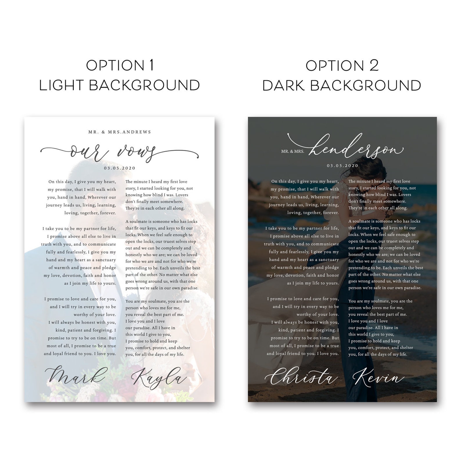 Custom Wedding Vows Canvas Wedding Vows Framed Wedding - Etsy