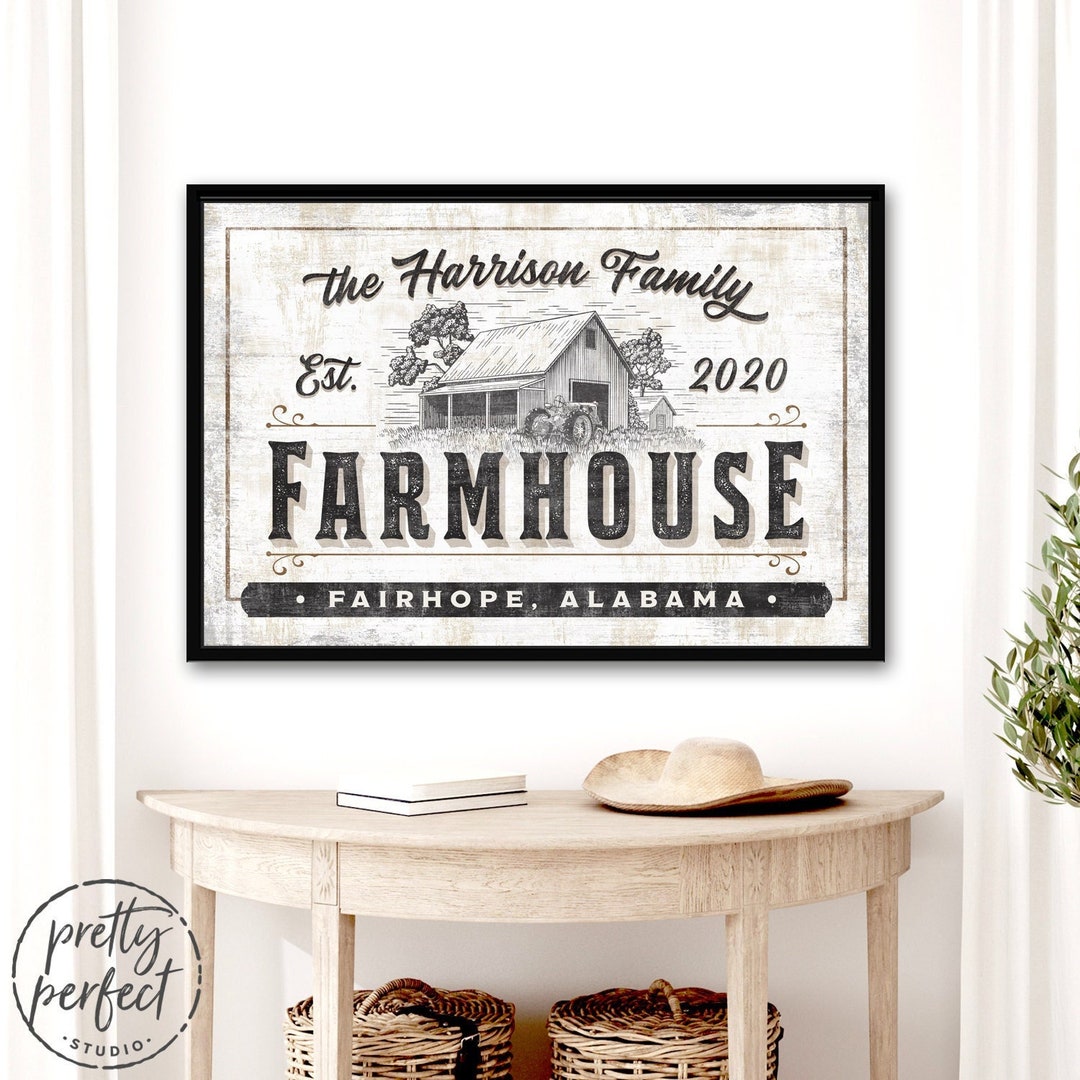 Personalized Farmhouse Sign, Rustic Farm Wall Art, Family Last Name ...