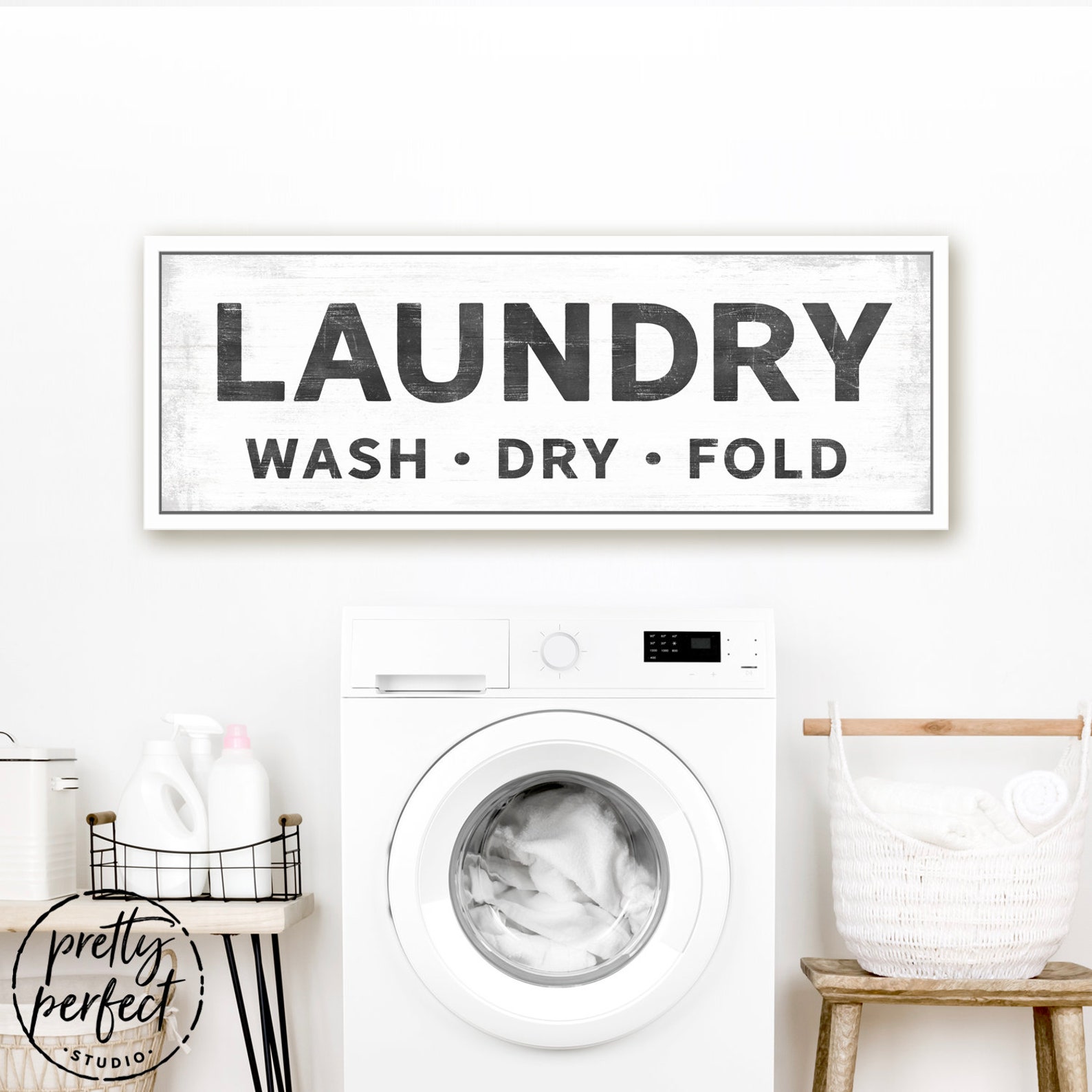 Laundry Room Signs Farmhouse Wash and Dry and Fold Laundry Co Large ...
