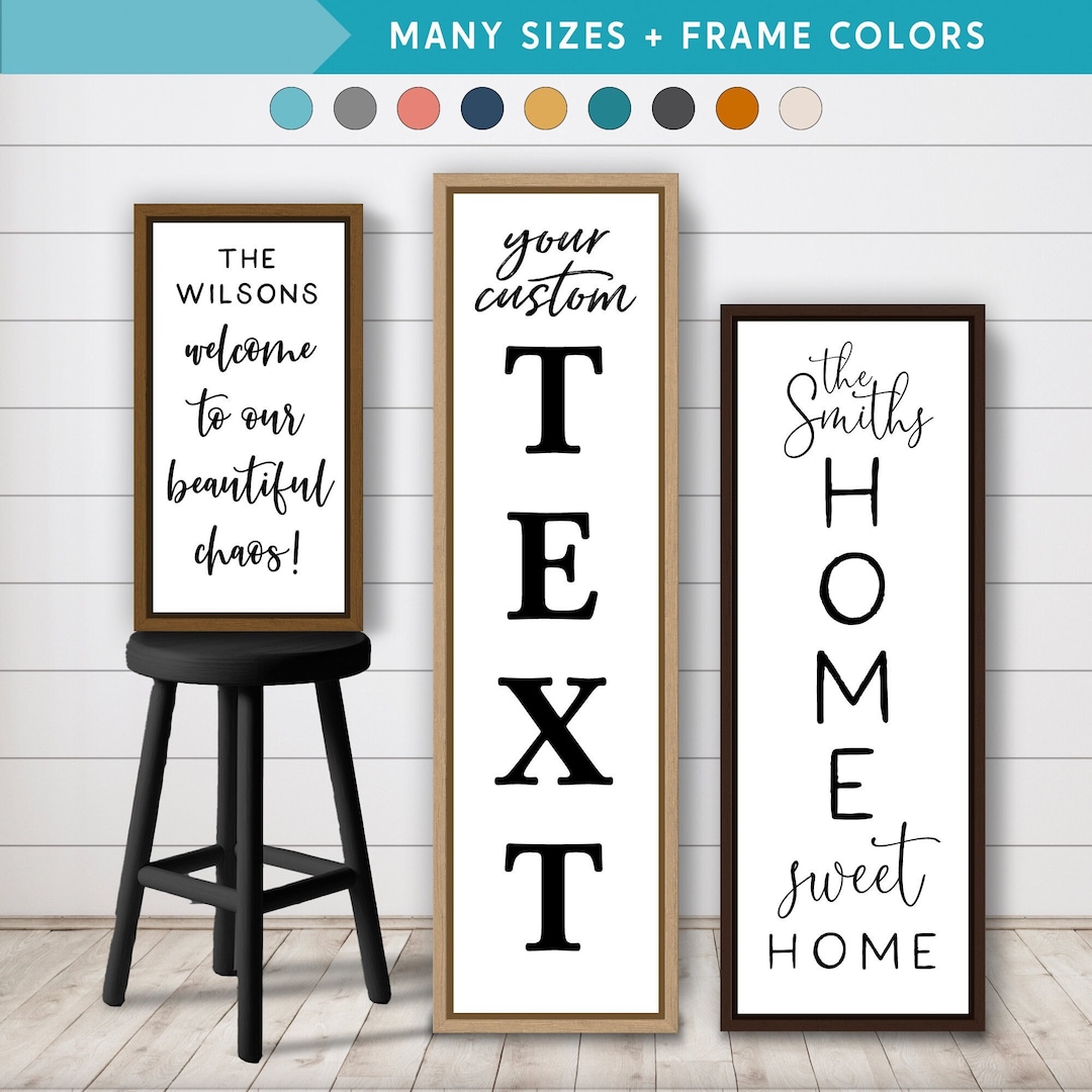 Vertical Custom Sign, Tall Vertical Wall Art on Canvas, Vertical Family ...